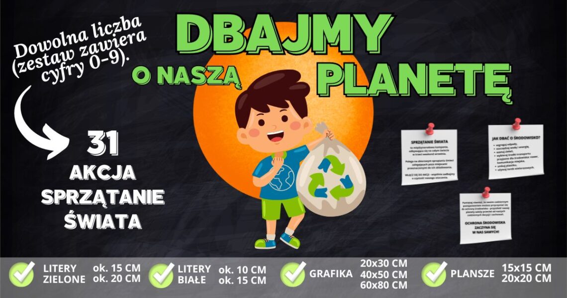 "Sprzątanie świata" - napis + dekoracja PDF do druku - 2026
