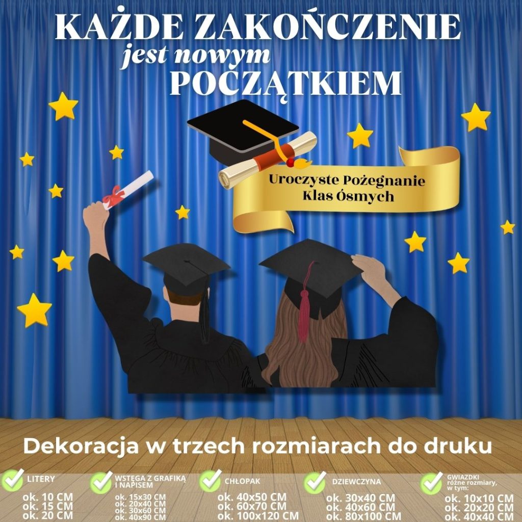 Dekoracja: Pożegnanie ósmej klasy – 3 rozmiary (Biret) - 2026