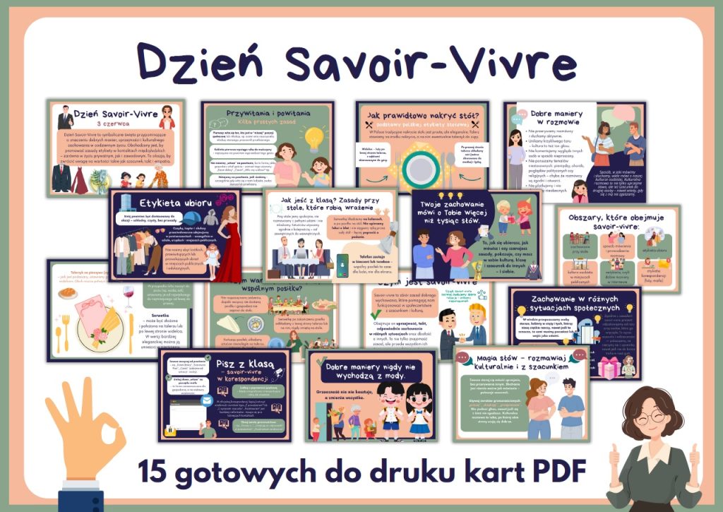 Gazetka szkolna o Savoir-Vivre - 15 kart PDF - 2026