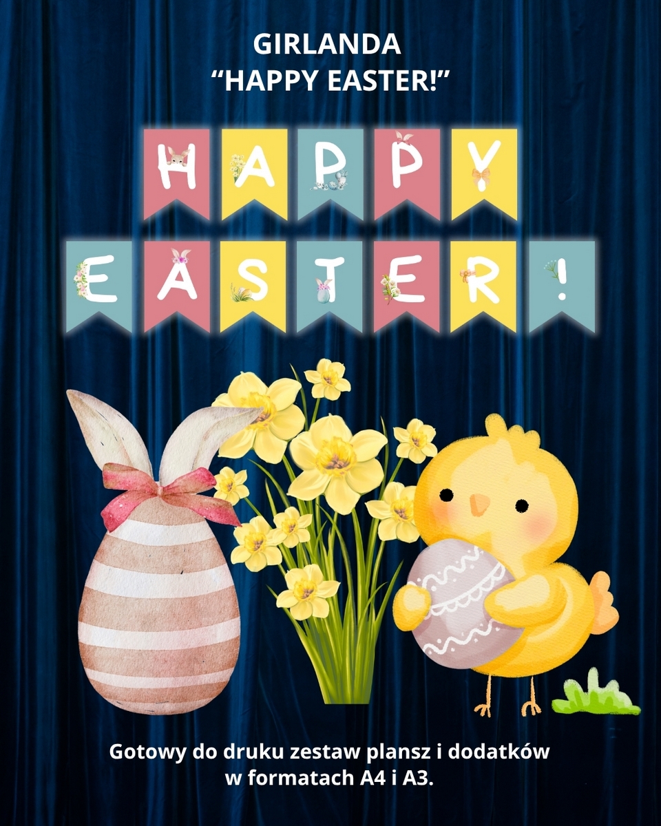 NAPIS wielkanocny: "Happy Easter!" - do druku (1) - 2026