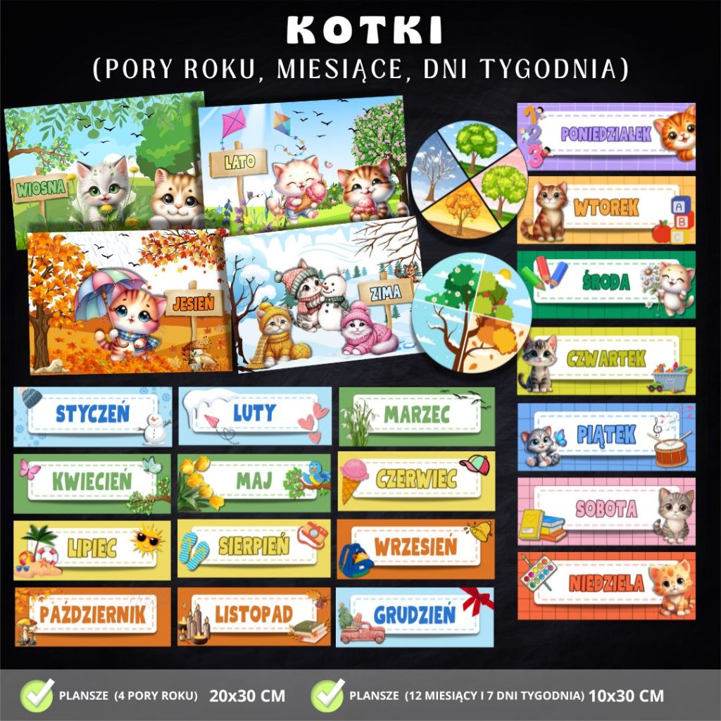 Grupa Kotki (pory roku, miesiące, dni tygodnia) – 25 plansz - 2026
