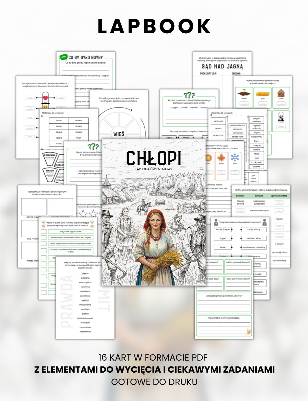 Lapbook lekturowy: CHŁOPI – PDF do druku - karty pracy - 2026