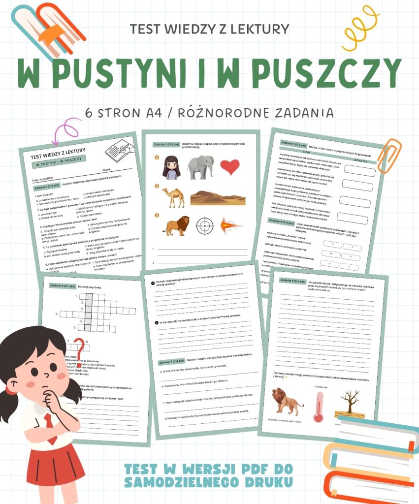 Test z lektury: W pustyni i w puszczy (6 stron PDF do druku) - 2026