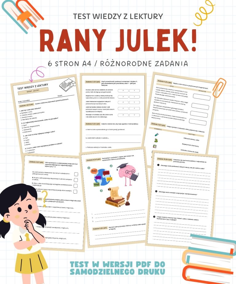 Test z lektury: Rany Julek – 6 stron A4 (PDF) sprawdzian - 2026